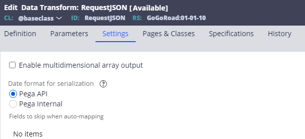 Reason To Differentiate Pega Api And Pega Internal Data Format In Json Data Transform Support